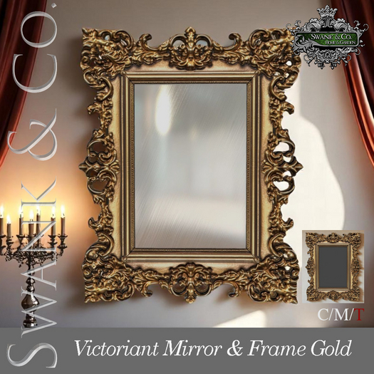 Second Life Marketplace - Swank & Co Victorian Mirror & Frame Gold